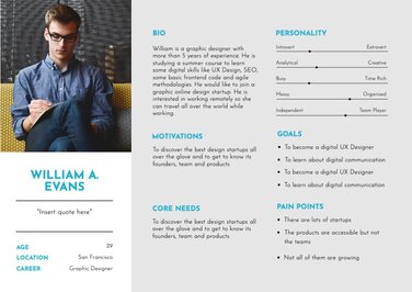 Online bearbeitbare Vorlagen und Beispiele für User Personas