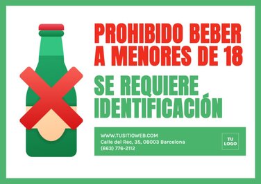 Carteles de Prohibida la Venta de Bebidas Alcohólicas a Menores editables