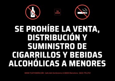 Carteles editables de Prohibida la venta de bebidas alcohólicas a menores