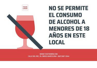 Carteles editables de Prohibida la venta de bebidas alcohólicas a menores