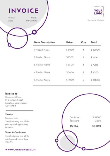 Free Invoice Templates to Edit Online