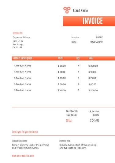 Free Invoice Templates to Edit Online