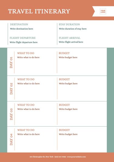 Kostenlose Vorlagen für Reisepläne zum Bearbeiten und Ausdrucken