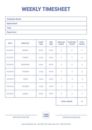 Online editable timesheet templates