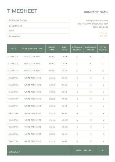 Online editable timesheet templates