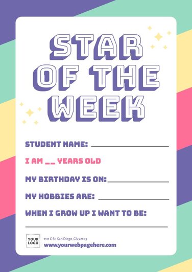 Free Star of the Week poster templates
