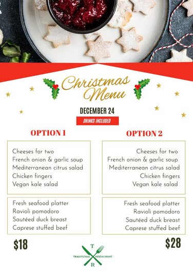 Modelos de menu para o Natal e Réveillon