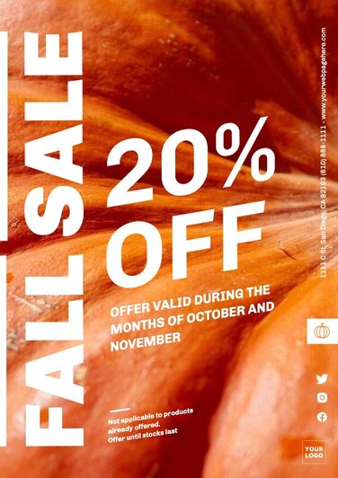 Editable Fall Sales Poster Templates Online