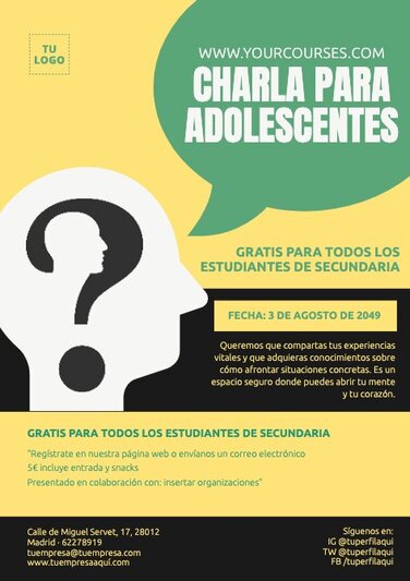 Invitaciones y carteles editables para promocionar charlas