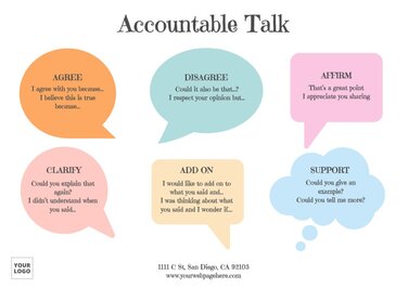 Edit accountable talk poster templates for classroom