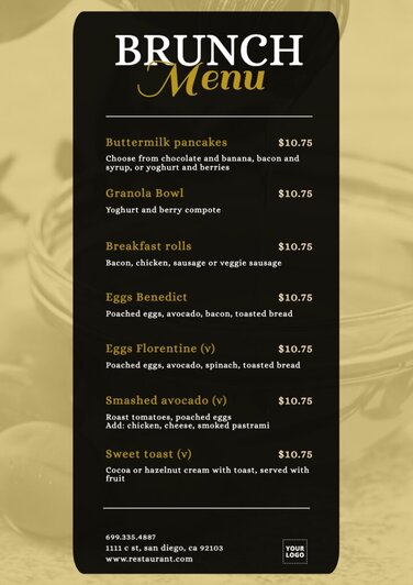Editable Breakfast and Brunch Menu Templates