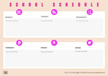Online editable templates for school schedules
