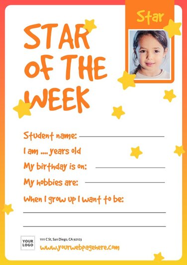 Free Star of the Week poster templates
