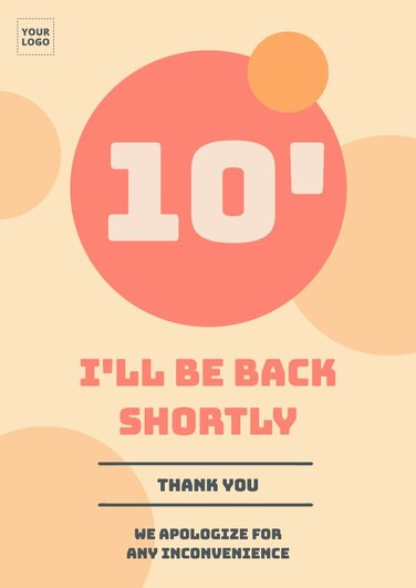 Edit free Back in 5 Minutes sign templates