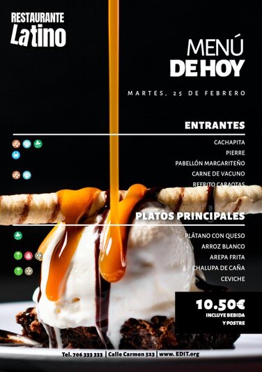 Plantillas de carta de postres para editar online