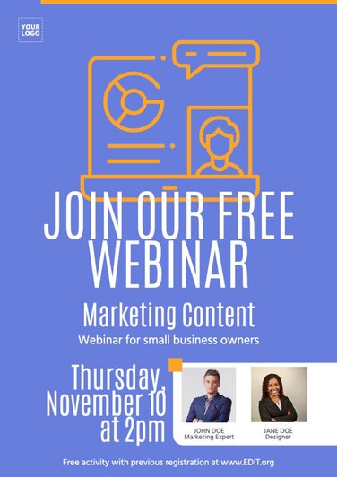Create webinar promotion posters and ads with free templates online