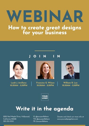 Create webinar promotion posters and ads with free templates online