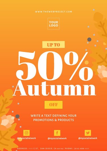 Editable Fall Sales Poster Templates Online