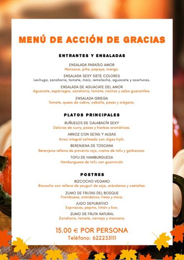 Plantillas de menú de Acción de Gracias personalizables gratis