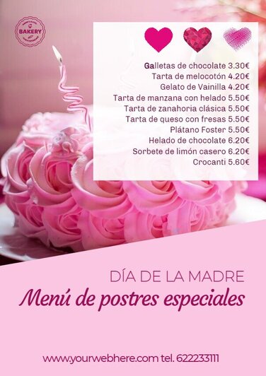 Plantillas de carta de postres para editar online