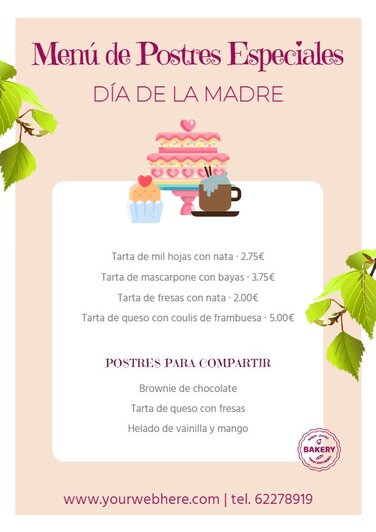 Plantillas de carta de postres para editar online