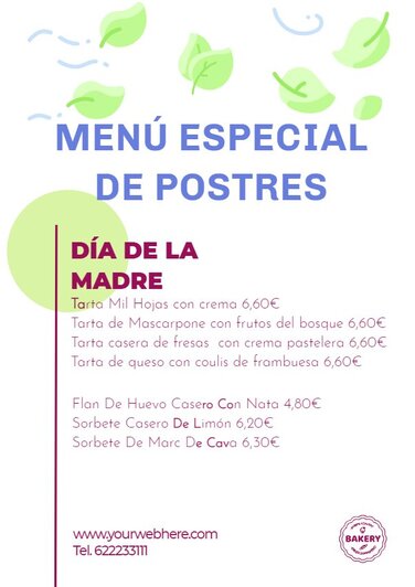 Plantillas de carta de postres para editar online