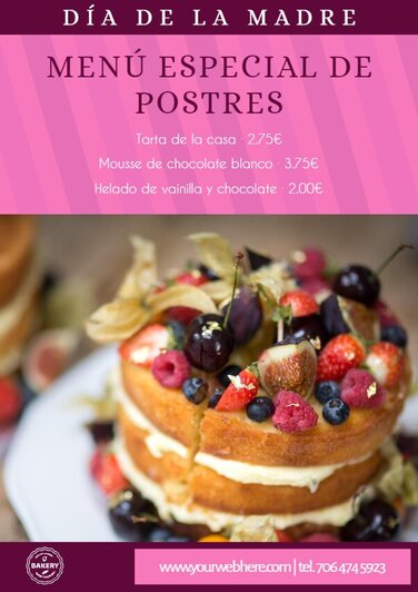 Plantillas de carta de postres para editar online