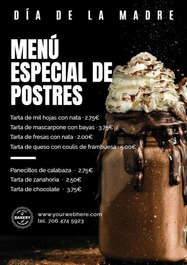 Plantillas de carta de postres para editar online