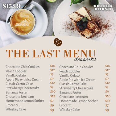 Dessert menu templates to edit online
