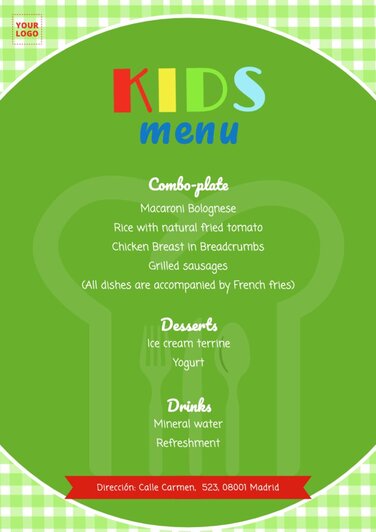 Kids menu templates for cafes and restaurants