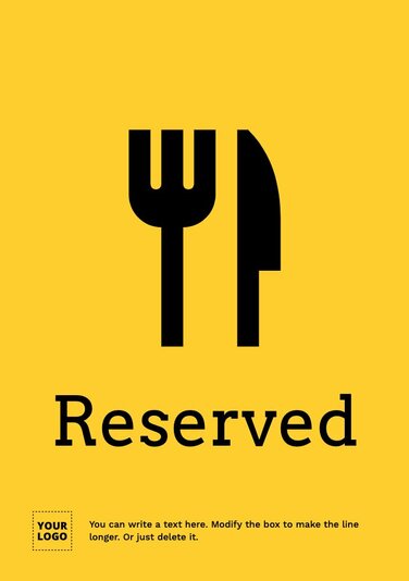 Customize printable reservation signs for tables
