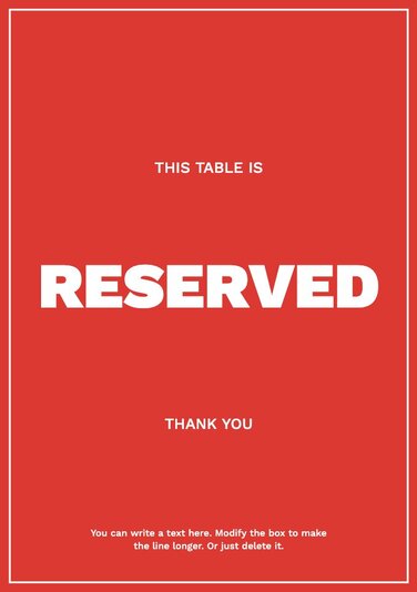 Customize printable reservation signs for tables