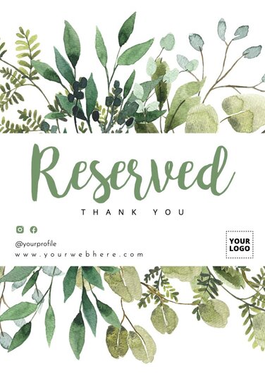 Customize printable reservation signs for tables