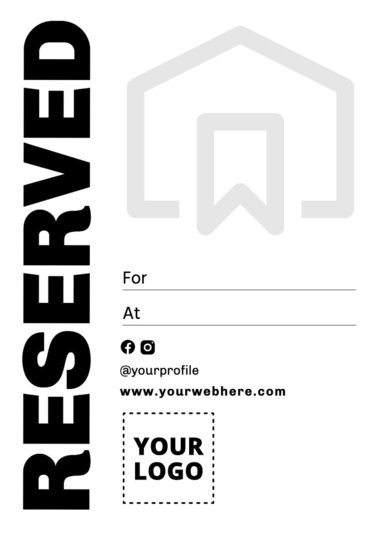 Customize printable reservation signs for tables