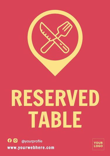 Customize printable reservation signs for tables