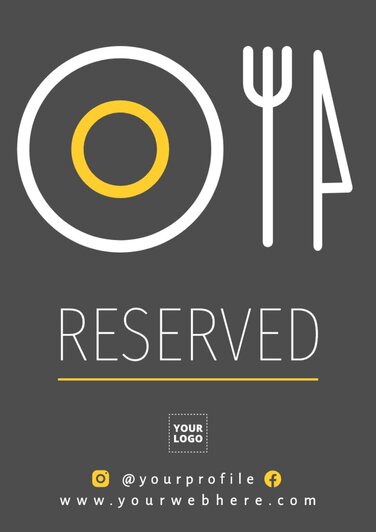 Customize printable reservation signs for tables