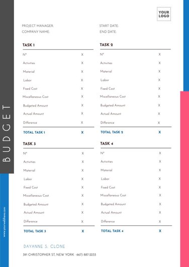 Free customizable budget templates