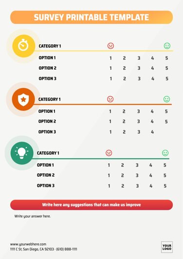 Printable survey editable templates