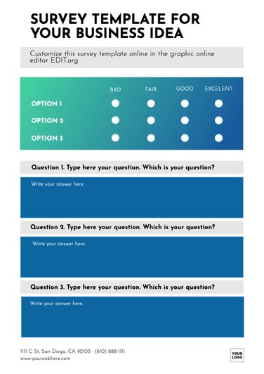 Printable survey editable templates