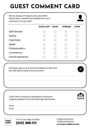Customize free feedback card templates online