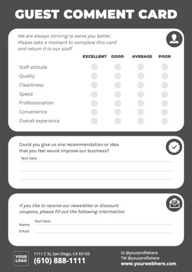 Customize free feedback card templates online