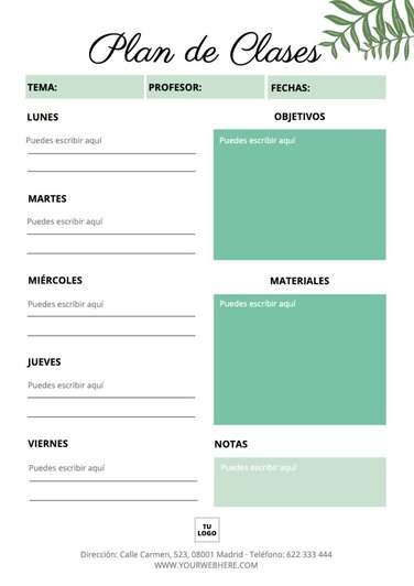 Plantillas de planificadores de clases editables e imprimibles