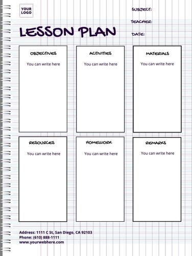 Editable and printable lesson plan templates
