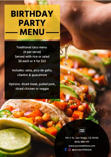Customize free Mexican menu templates