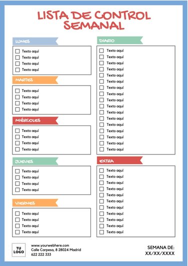 Plantillas de listas de verificación editables online (Checklists)