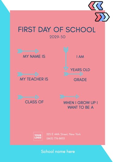Printable, Editable First Day of School Templates