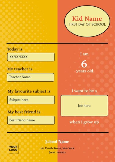 Printable, Editable First Day of School Templates
