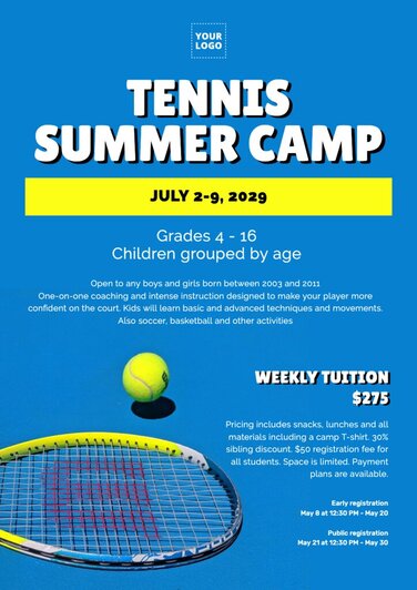 Printable Tennis flyer designs online