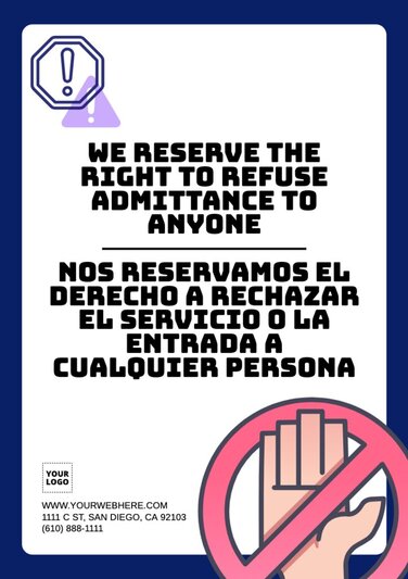 Free Printable 'Right of Admission' Signs