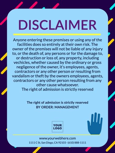 Free Printable 'Right of Admission' Signs